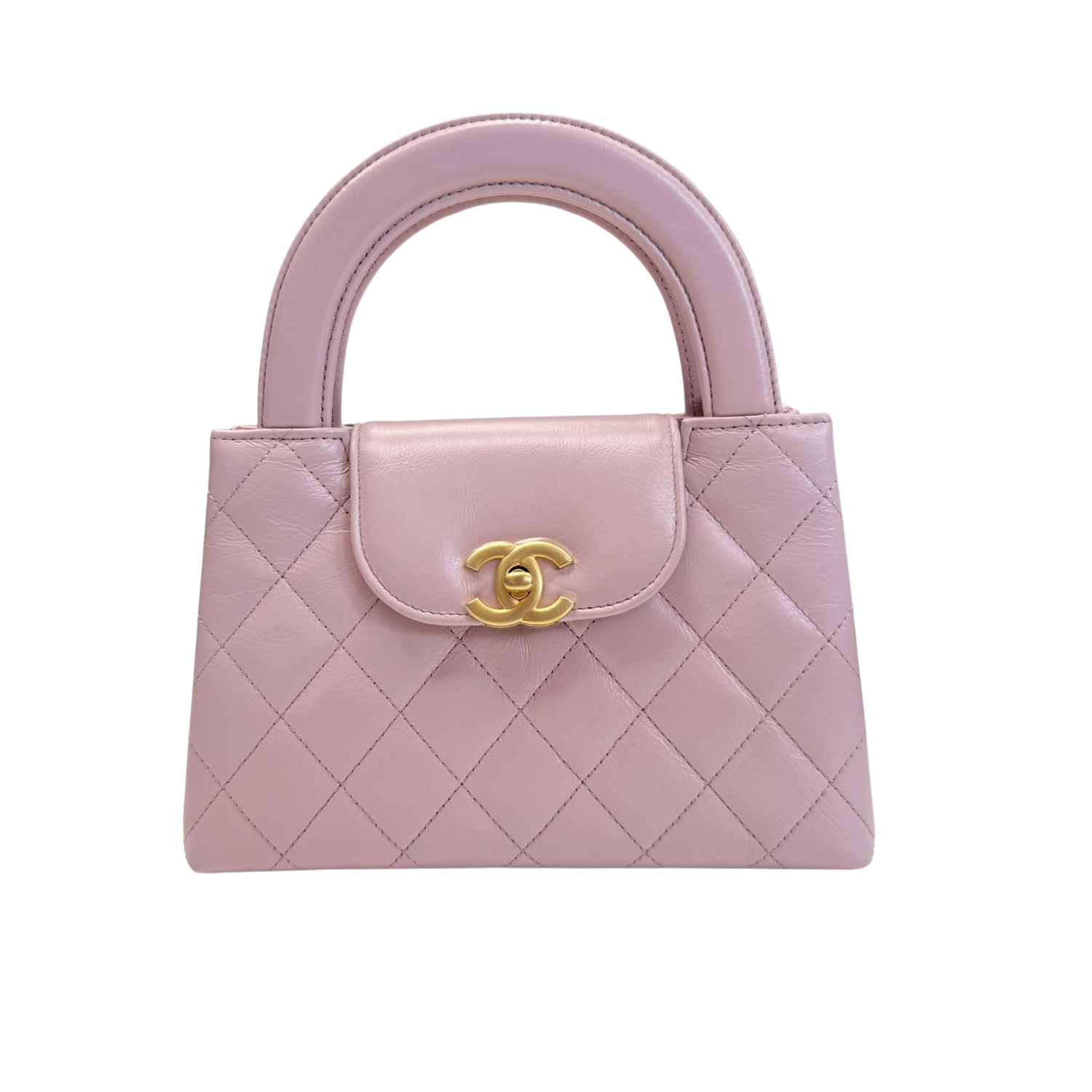 Chanel Small Kelly Shopper Light Pink Shiny Aged Calfskin Brushed Gold