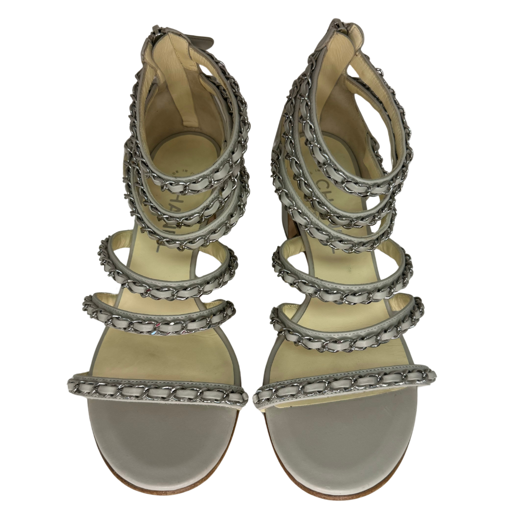 Chanel Gladiator Block Heel Grey